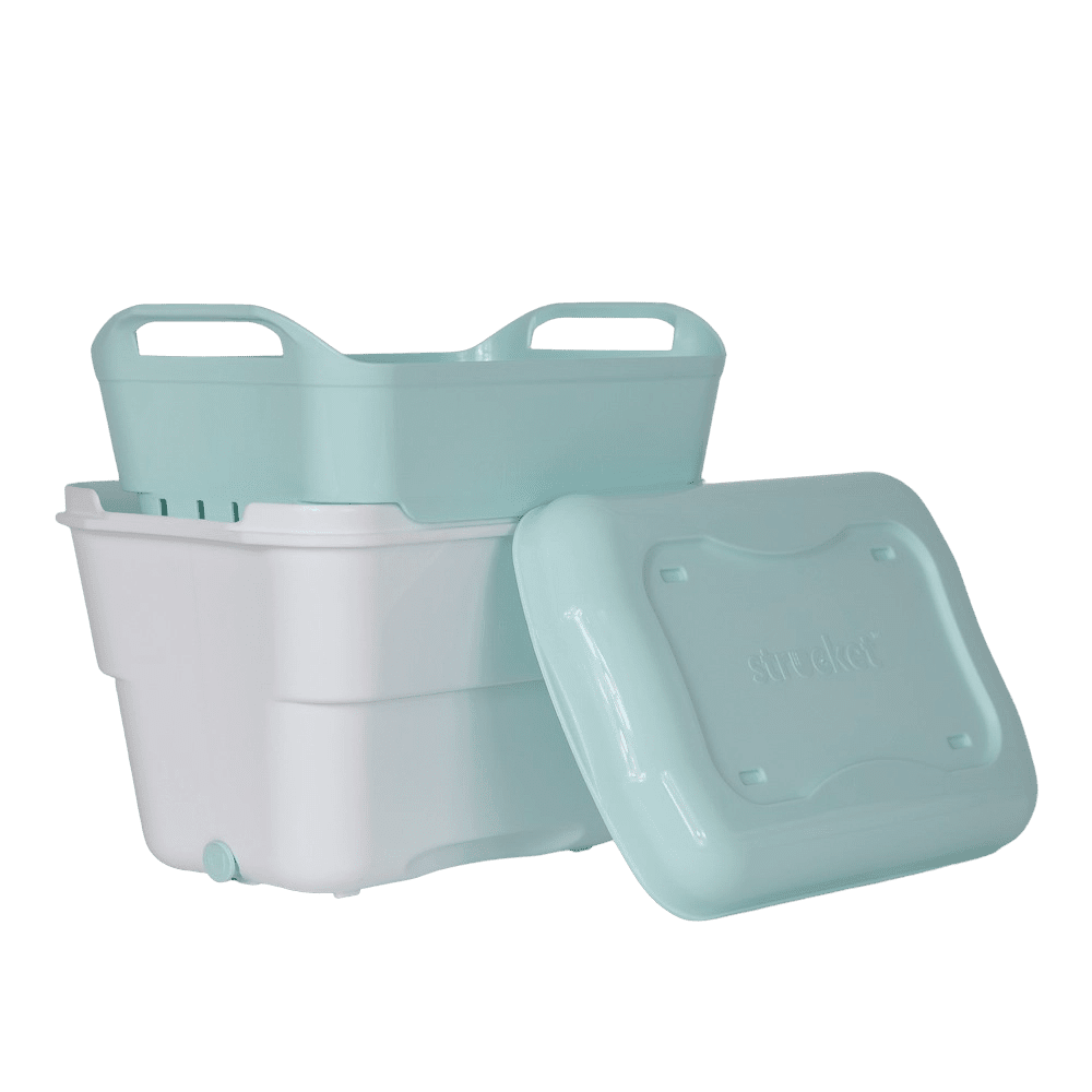 Mini Strucket Interlocking Strainer Bucket with Plug and Lid – Kinder ...